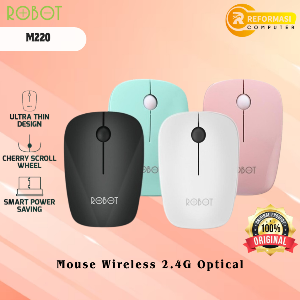 Jual Robot Mouse Wireless Robot M220 2.4G Optical - Garansi Resmi 1 ...