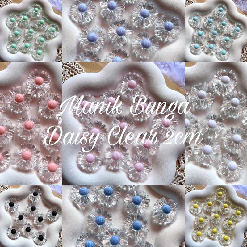 Jual Manik Bunga Daisy Clear 2cm, Mote Bunga Daisy | Shopee Indonesia