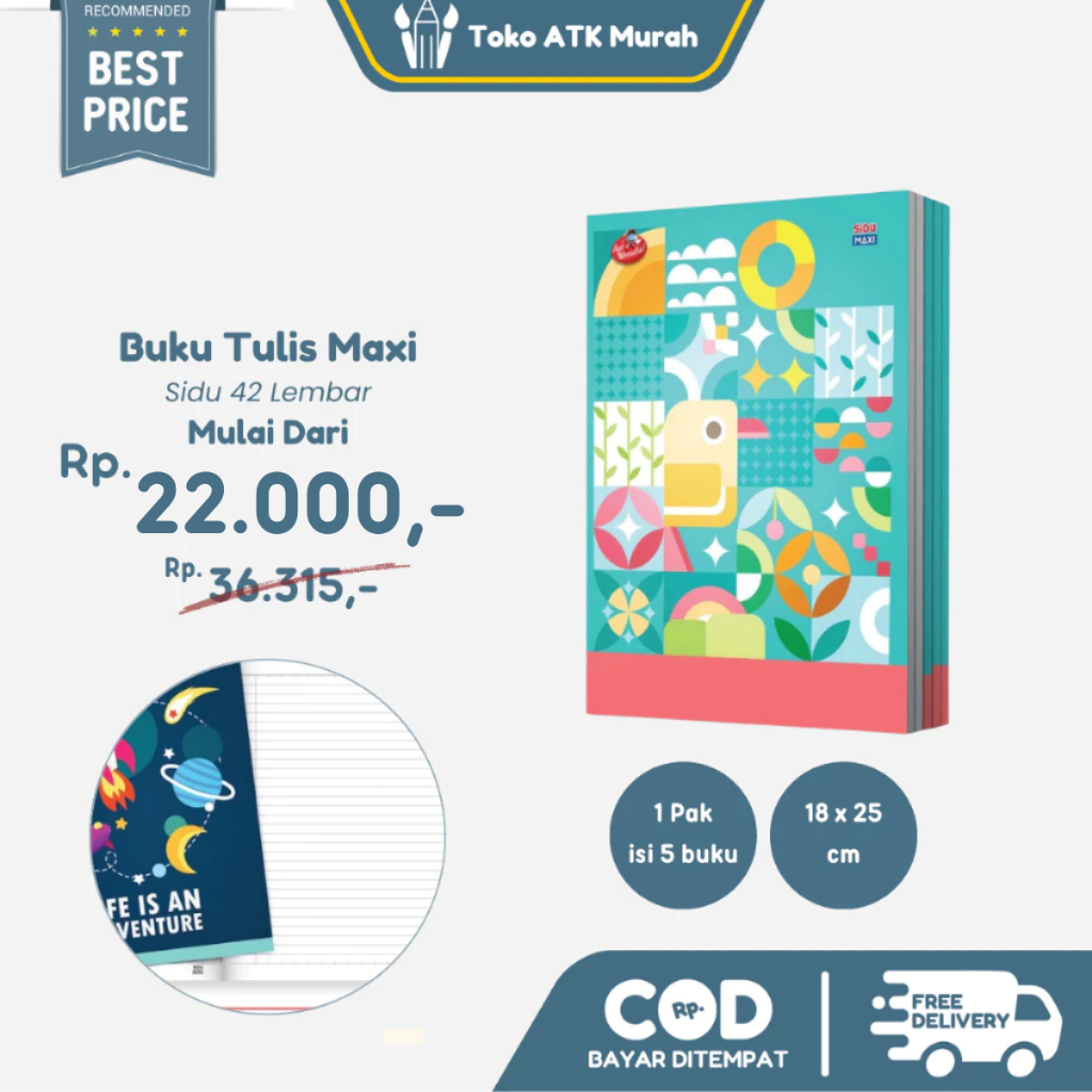 Jual Buku Tulis SIDU 42 Lembar Maxi - 1 Pak / 5 Buku | Shopee Indonesia