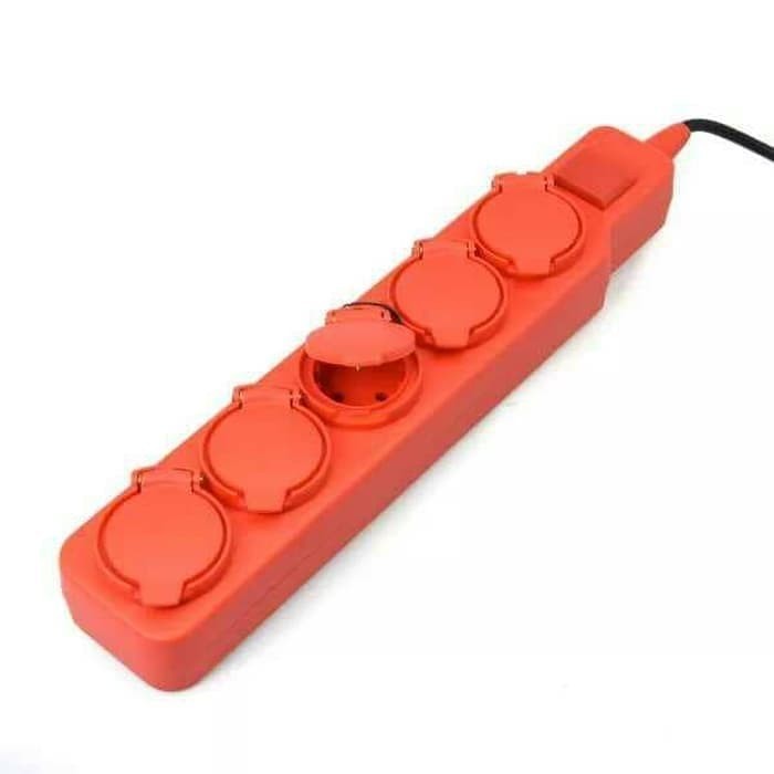 Jual Krisbow Stop Kontak Colokan Listrik Merah 5 Soket Dengan Tutup ...
