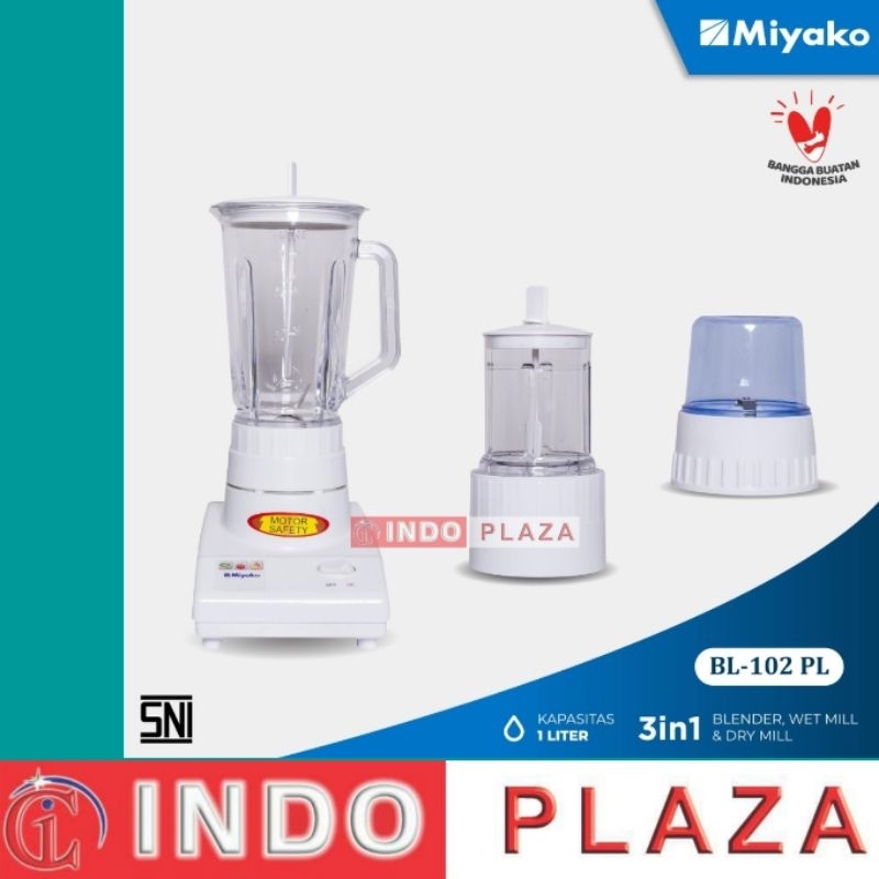 Jual MIYAKO BLENDER / BLENDER MIYAKO 1 Liter Plastik BL-102PL (3 in 1 ...
