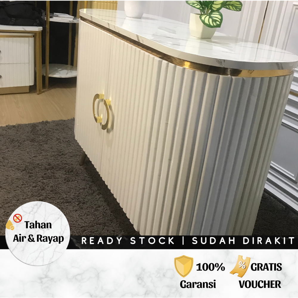 Jual Buffet TV Minimalis Modern 120cm Oval - Meja Konsol TV Marmer Gold ...