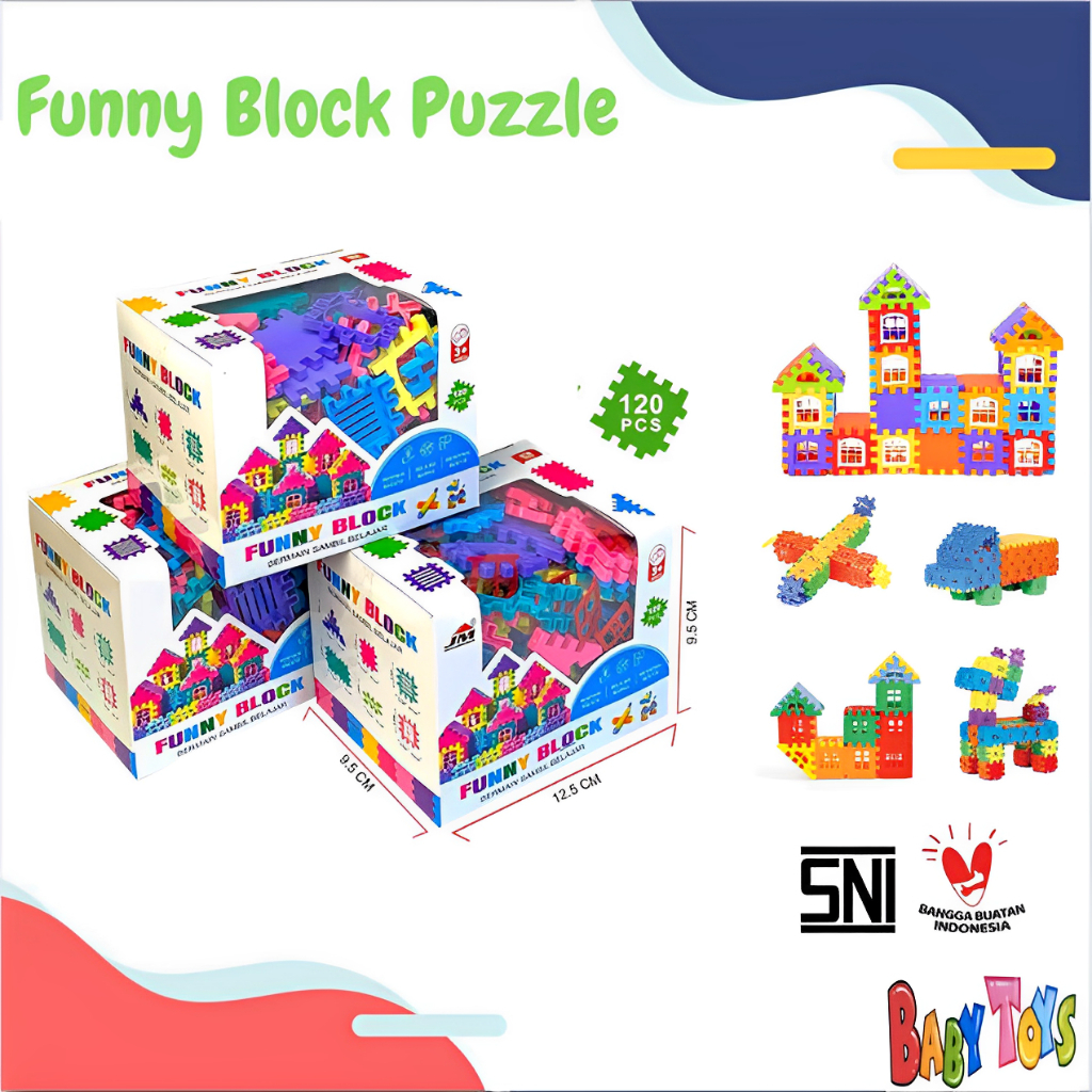 Jual BabyToys Mainan Edukasi Anak Balok Susun Puzzle Imajinasi Bentuk ...