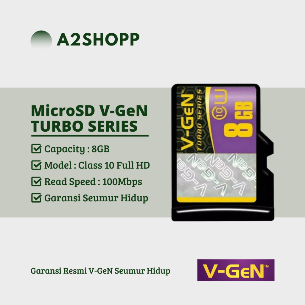 Jual Micro SD V-GEN 8GB Turbo Series Class 10 Memory Card VGEN MicroSD ...