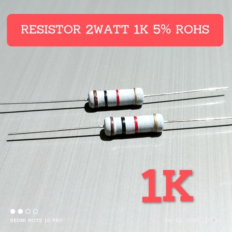 Jual 5 BUAH RESISTOR 2WATT 2W 1K CF 5% ROHS | Shopee Indonesia