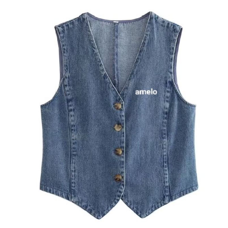 Jual amelo - denim vest outher atasan rompi jeans wanita | Shopee Indonesia