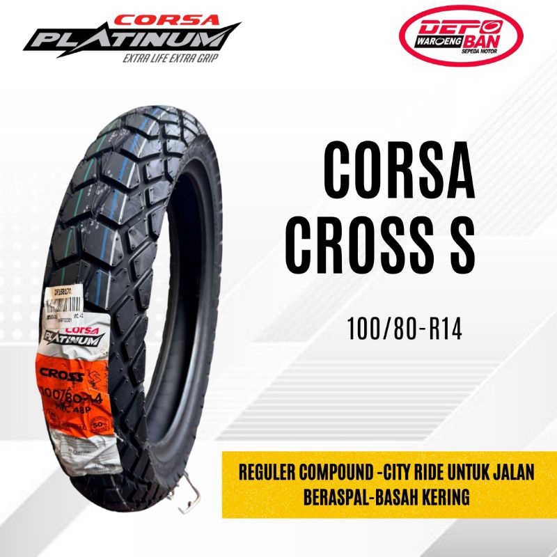 Jual BAN MATIC BELAKANG TUBLESS MERK CORSA TYPE CROSS S UKURAN 100/80 ...