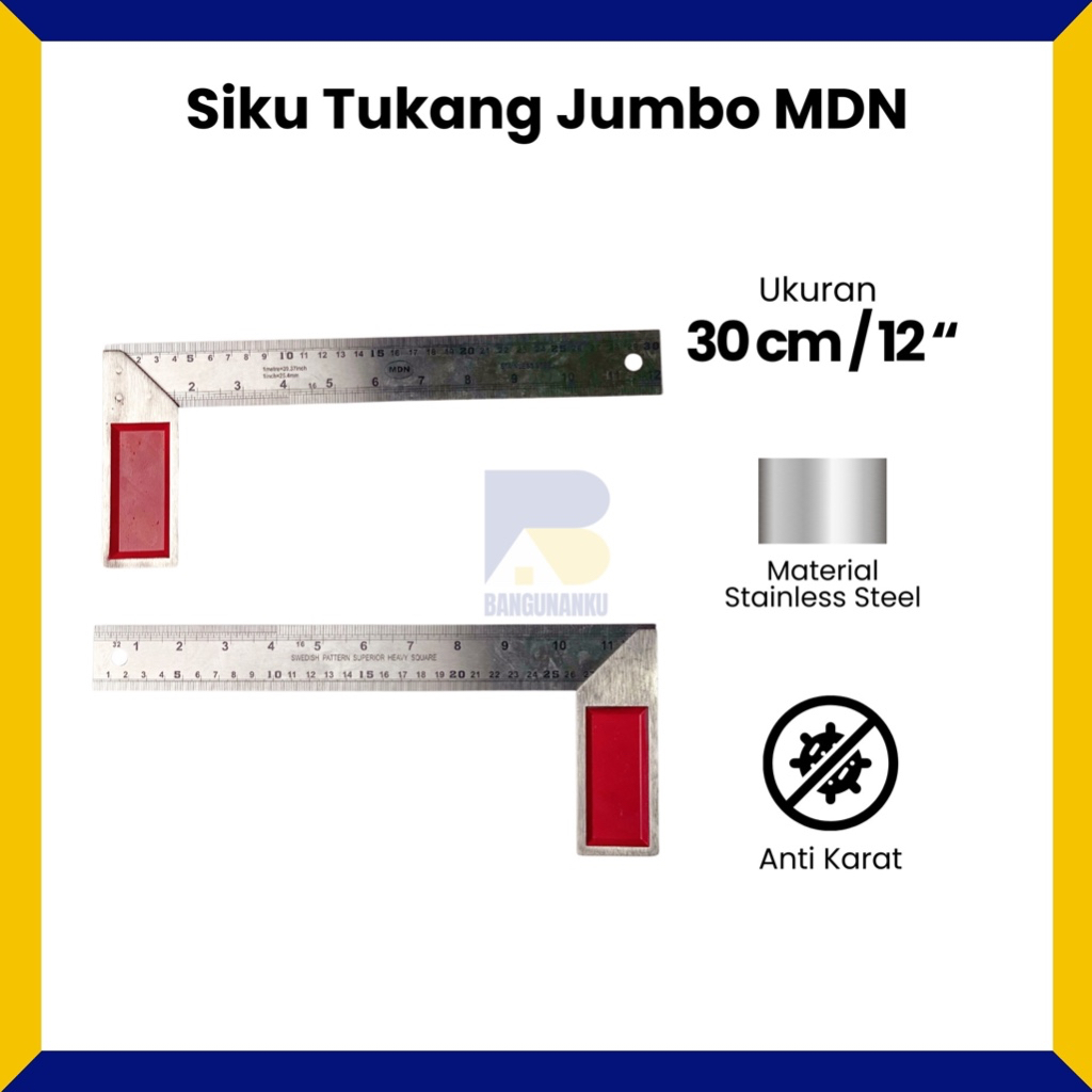 Jual Penggaris Siku Tukang Jumbo Stainless Steel 12" Panjang 30cm ...