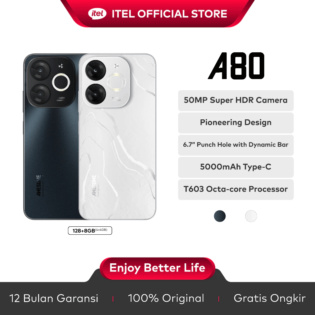 Jual Itel A80 8GB(4+4)/128GB Memory - 50MP Super HDR Camera ...