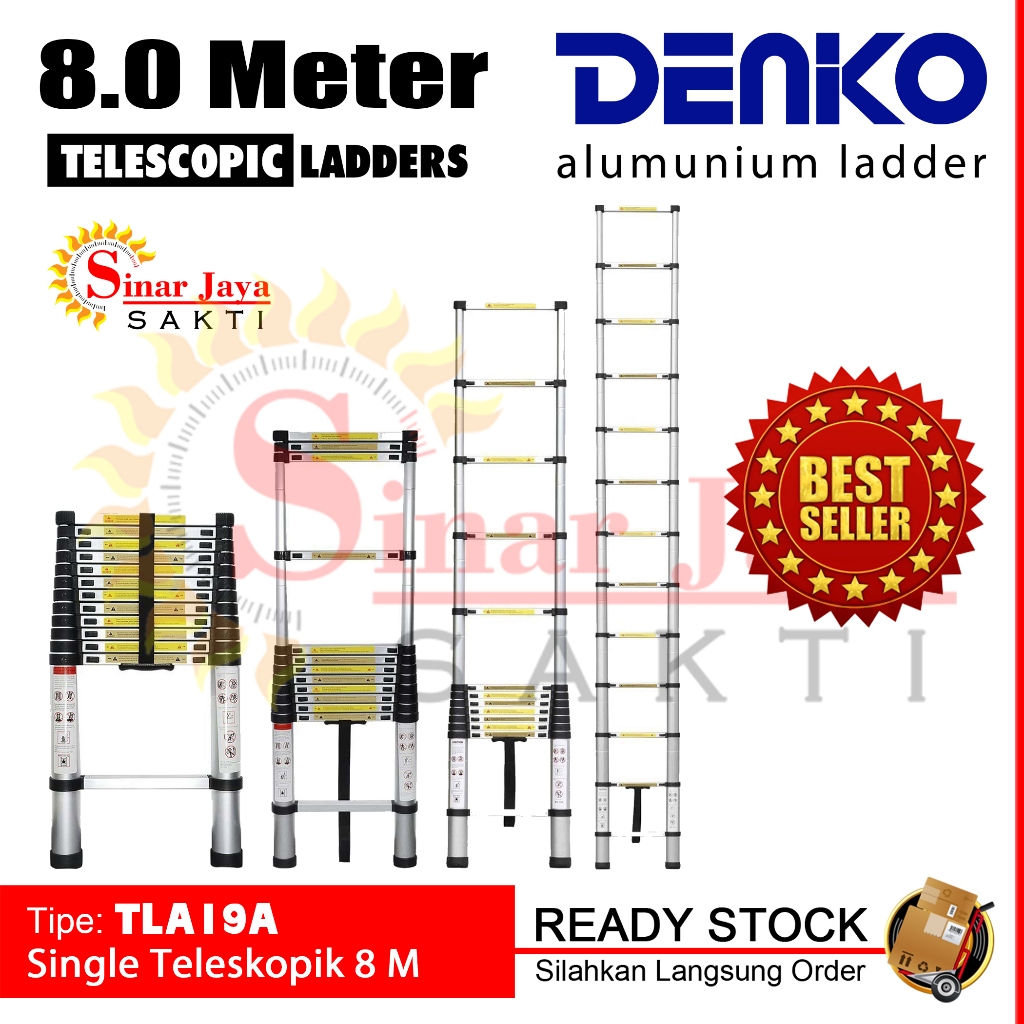 Jual Tangga Teleskopik 8 Meter Denko TLA19A Teleskopik Single 8 M ...
