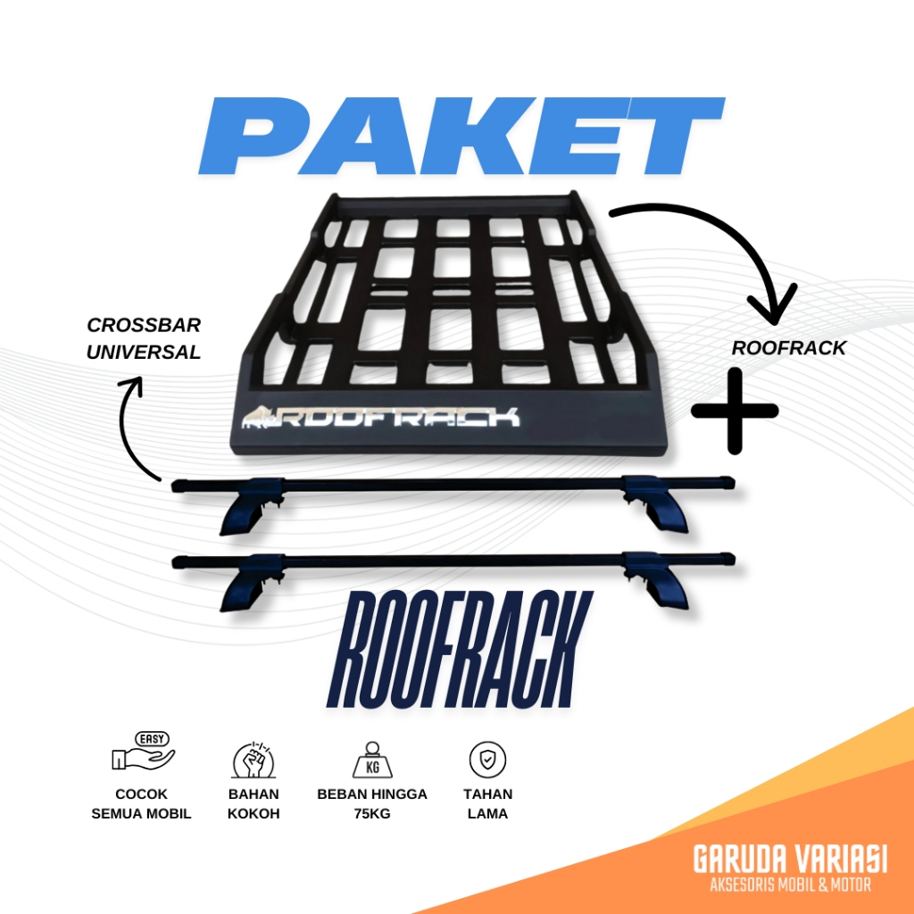 Jual Paket Crossbar Universal + Roofrack RACK SPORTY REBORN Rak Mobil ...