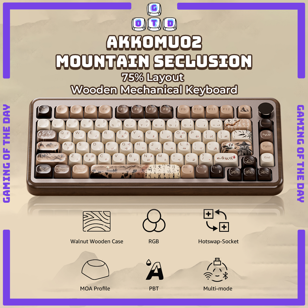 Jual Akko MU02 Walnut Wooden Mechanical Keyboard 75% Wireless with ...