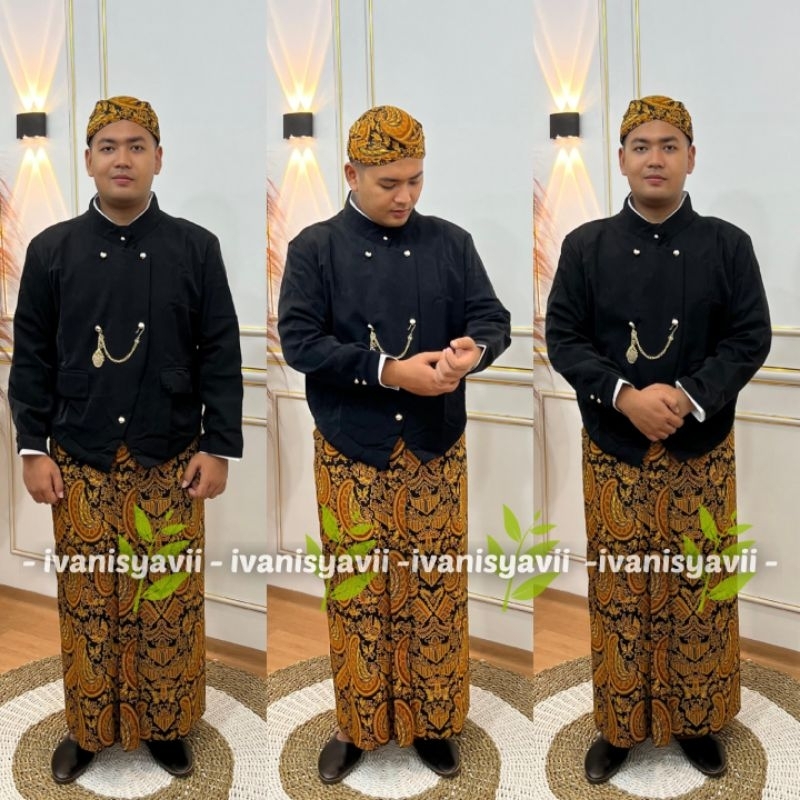 Jual (1set Cowok) Baju Adat Jawa / Beskap +Jarik +Blangkon +Benggol ...