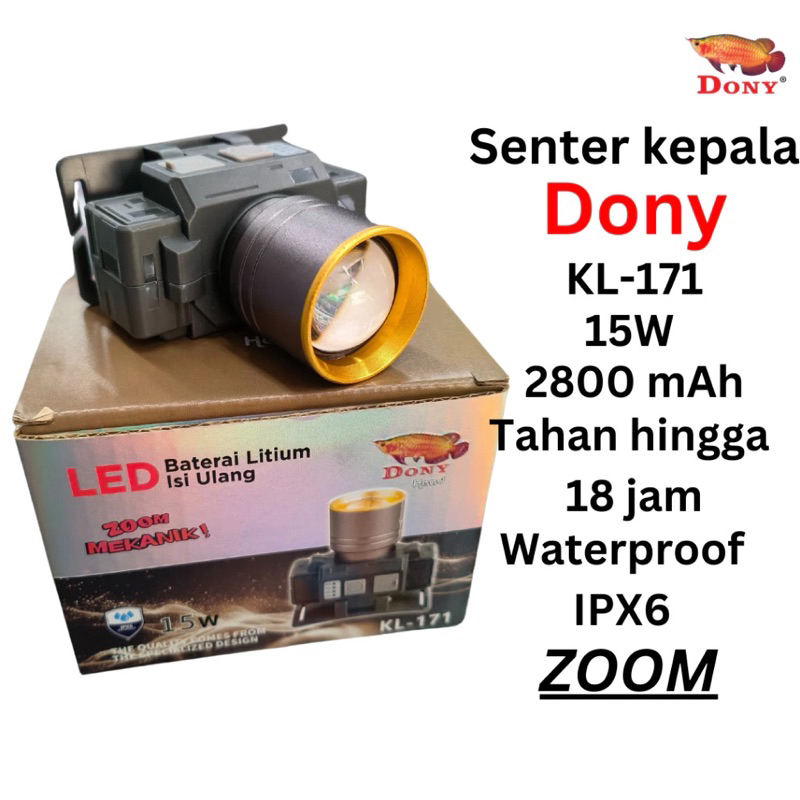 Jual Senter Kepala Dony KL-171 Zoom Mekanik Small | Shopee Indonesia