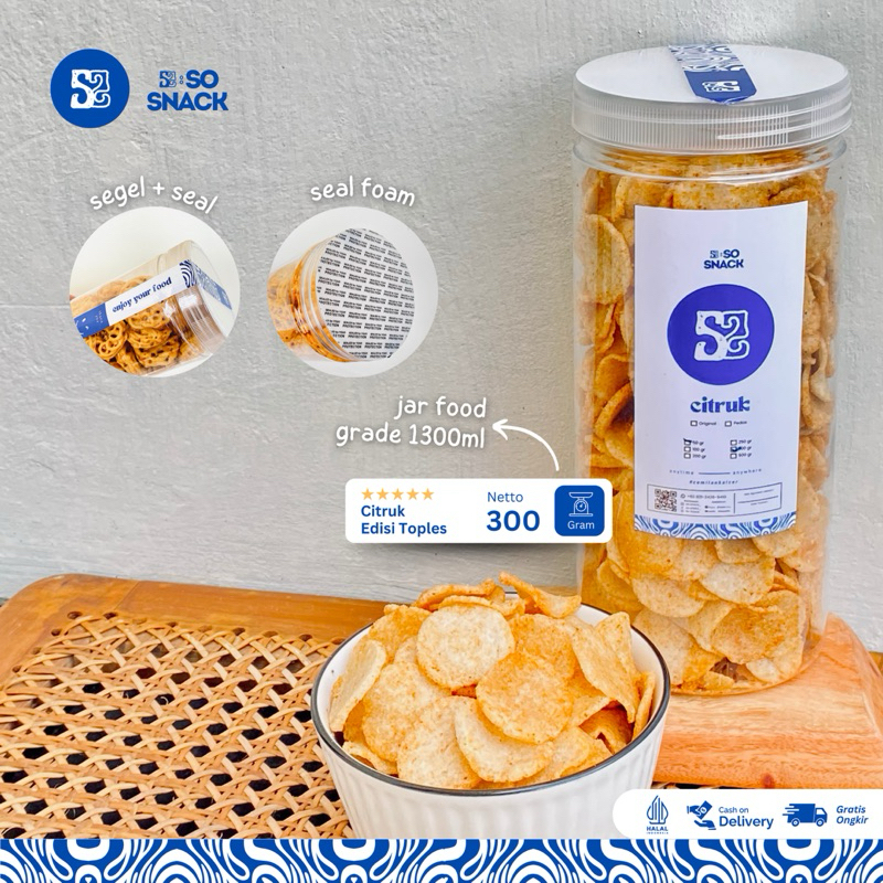 Jual SO SNACK Citruk Moring Khas Tasik Kemasan Toples – Toples 1300ml ...