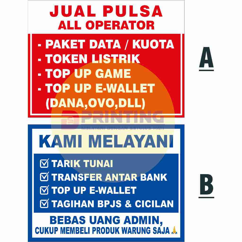 Jual STIKER JUAL PULSA DAN LAYANAN GRATIS + LAMINASI.GLOSY ( DIJUAL PER ...