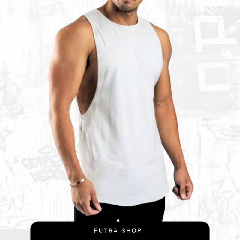 Jual Singlet Polos Pria Low Cut Atau Singlet GYM Over Size | Shopee ...