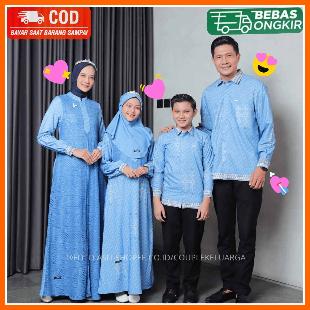 Jual Sarimbit Keluarga 2025 LUBI BASWARA FAMILY SKY BLUE Gamis Couple ...