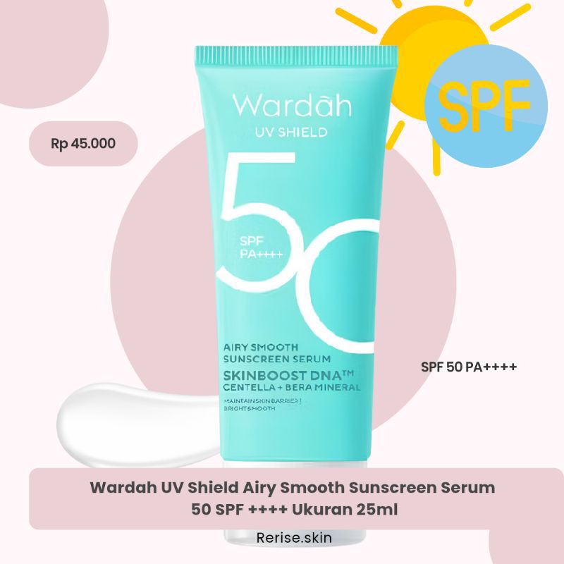 Jual Wardah UV Shield Airy Smooth Sunscreen Serum SPF 50 PA++++ 25Ml ...