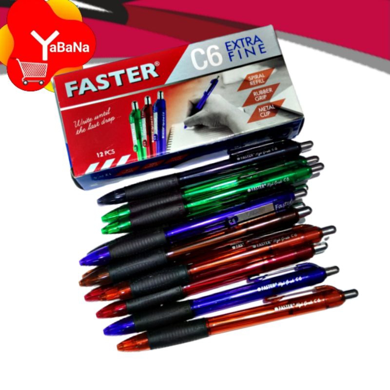 Jual Pulpen Pen Faster C6 Extra Fine 12pcs | Shopee Indonesia
