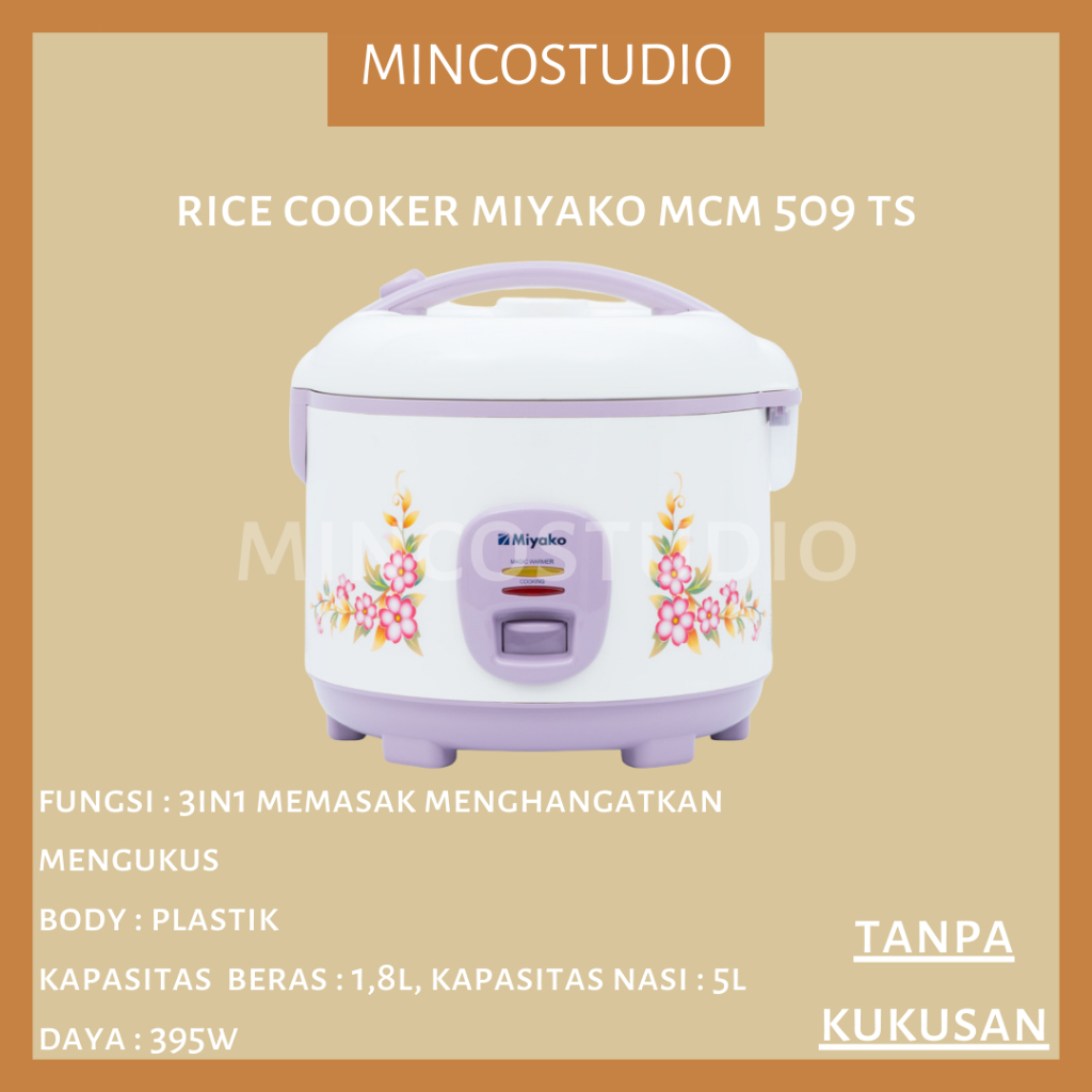 Jual RICE COOKER MIYAKO MCM 509 TS MOTIF BUNGA/ RICE COOKER MIYAKO MCM ...