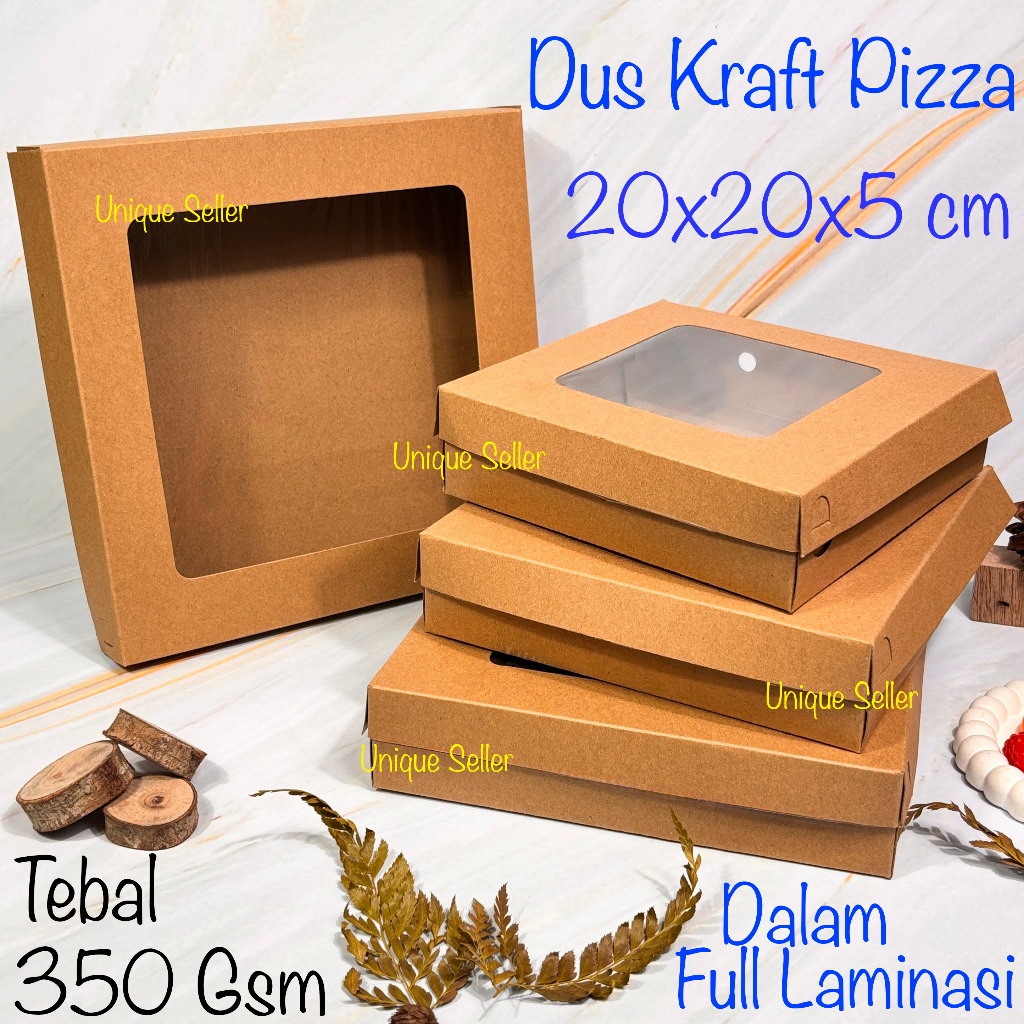 Jual Dus Box Kotak Pizza KRAFT 20x20x5 Jendela FULL Laminasi 350 Gram ...