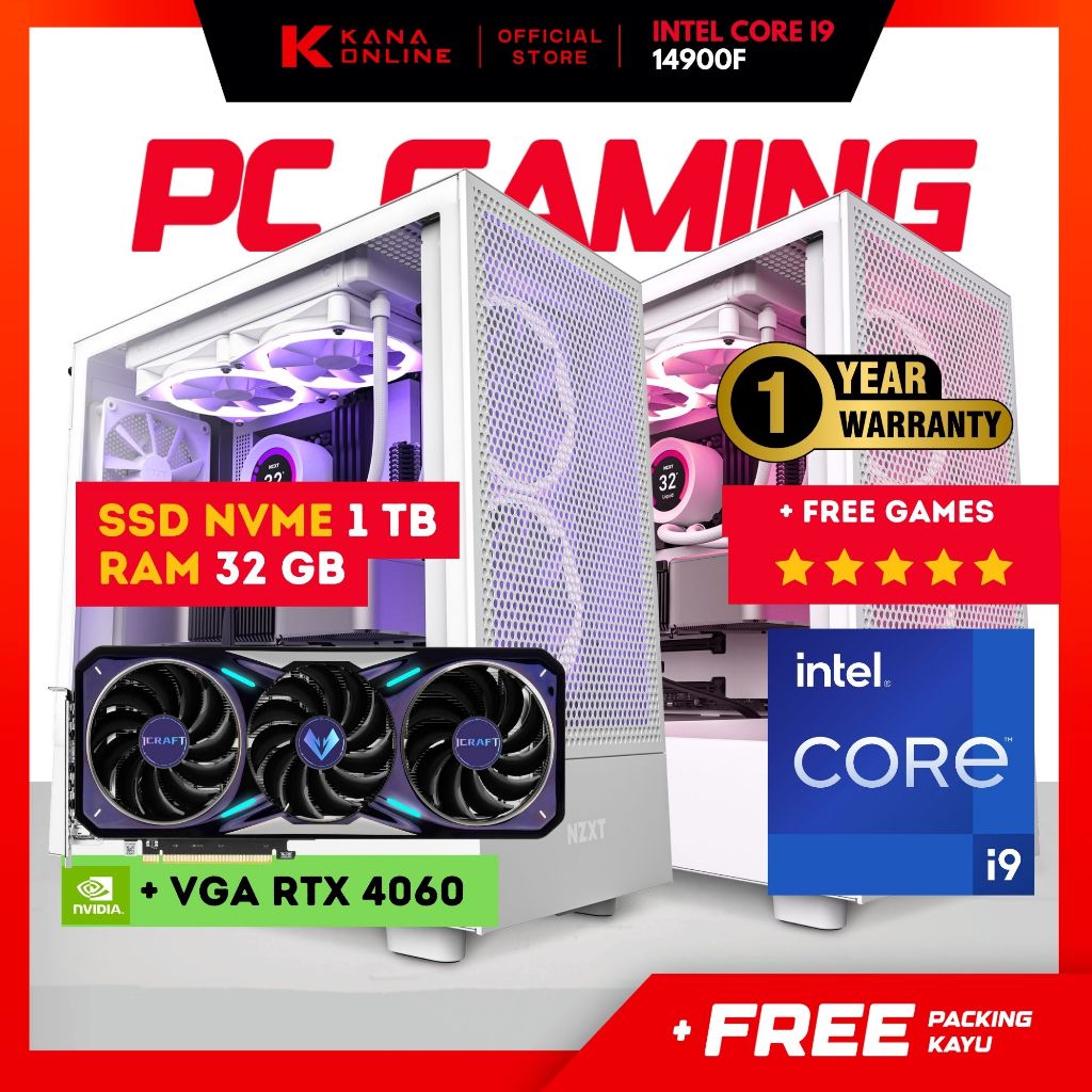 Jual PC GAMING HIGH END INTEL CORE i9 14900F GEN 14 RAM DDR5 SSD 1TB NVME RTX 4060 8GB DDR6 ...