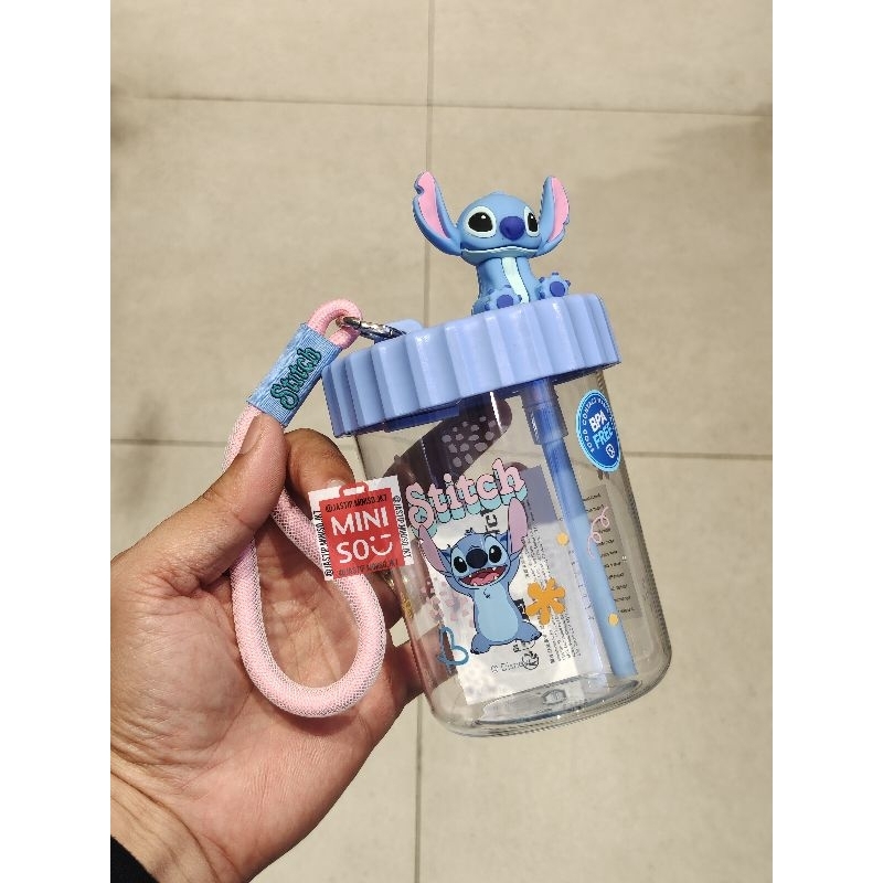 Jual MINISO 🆕 Botol Minum Sedotan + Strap DISNEY STITCH Collection ...