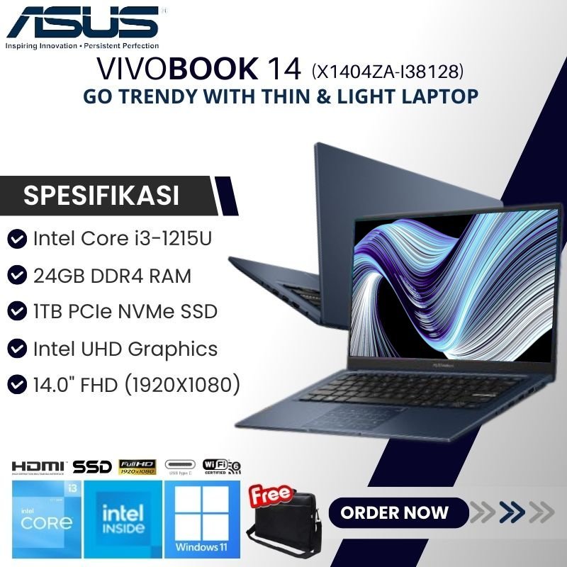 Jual Laptop Asus Vivobook 14 X1404ZA Intel Core i3 1215U Ram 24GB 1TB SSD Full HD Numpad Win 11 ...