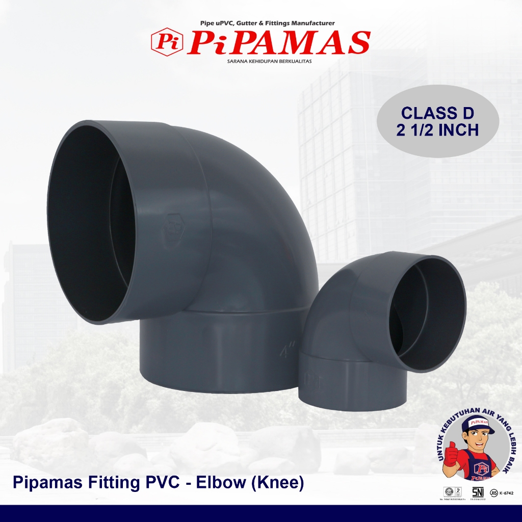 Jual PiPAMAS Fitting PVC D - Elbow (Knee) 2 1/2" (Inch) | Shopee Indonesia