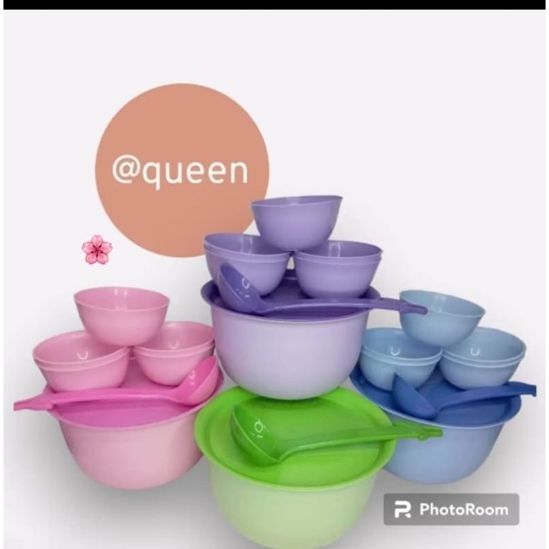 Jual Satu Set Mangkok Isi 6pcs + 1 Tutup Mangkok Dan Sendok Kuah ...