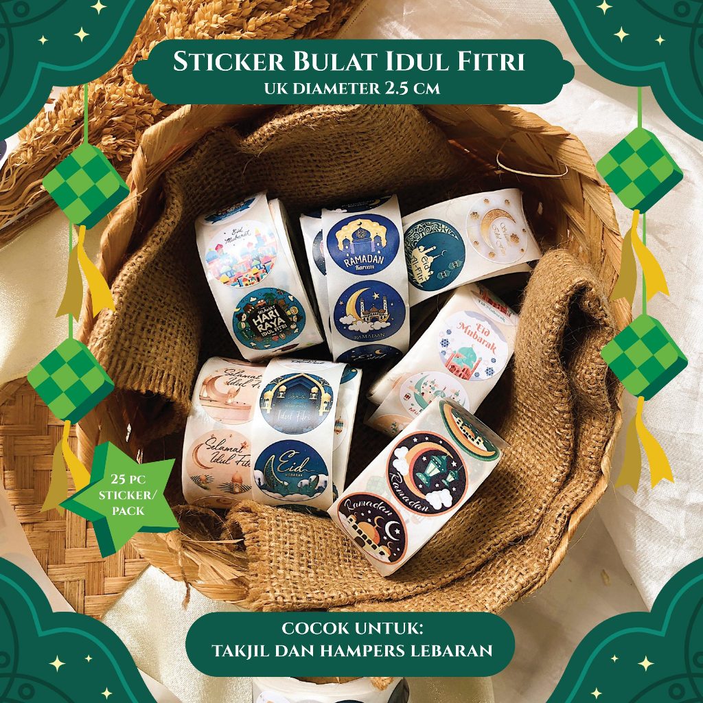 Jual Sticker Bulat Idul Fitri/ Lebaran/ Takjil dan Hampers ISI 25 buah ...
