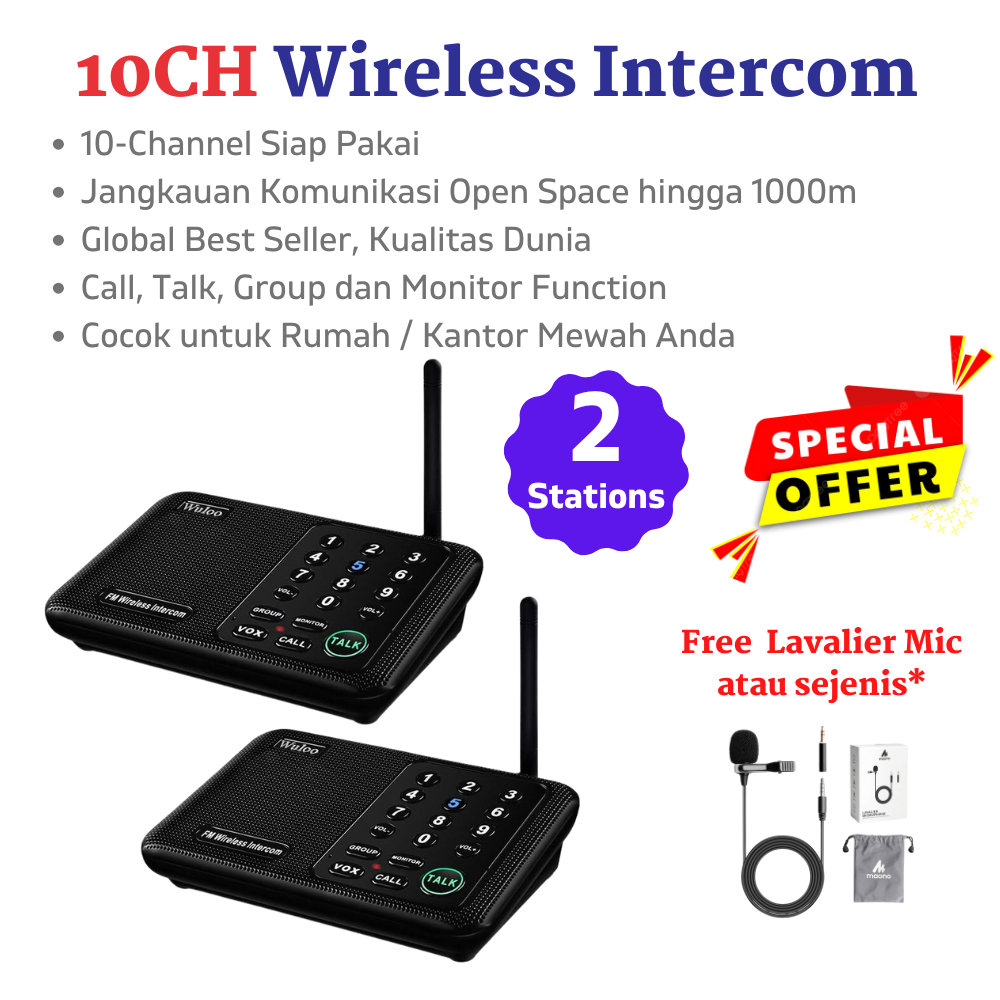 Jual [Starter Pack] THE Modern 10CH Wireless Intercom 2 Station - Radio ...