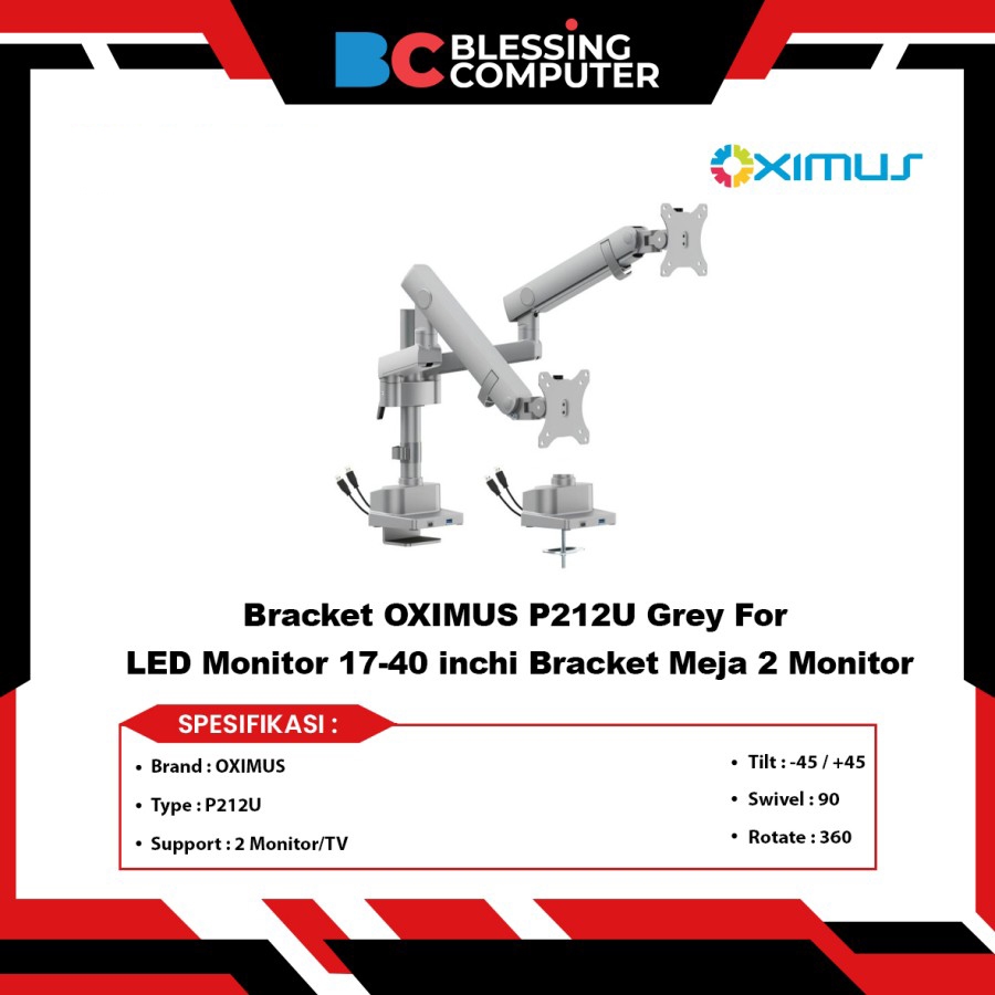 Jual Bracket OXIMUS P212U Grey For LED Monitor 17-40 inchi Bracket Meja ...