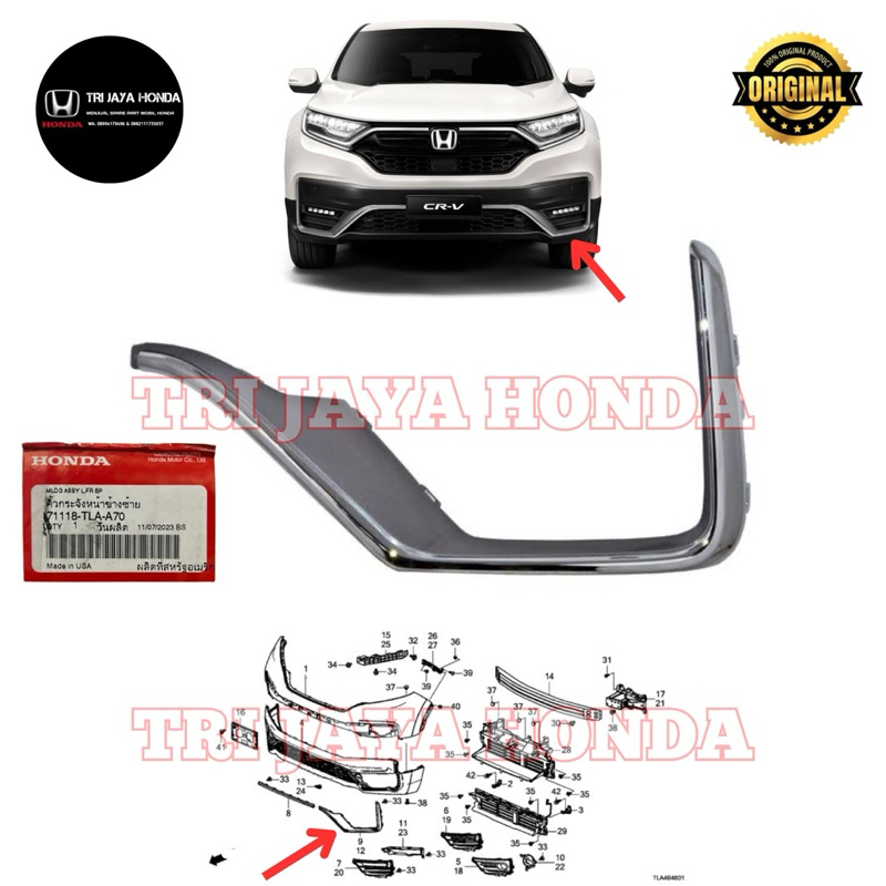 Jual List Garnish Moulding Bumper Depan Honda CRV Turbo Facelift 2021 ...