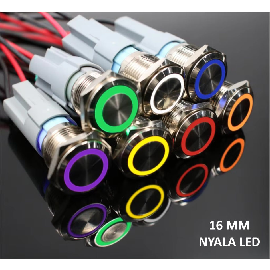 Jual Saklar Push Button LED Stainless Tombol On Off RESET Return 16mm ...