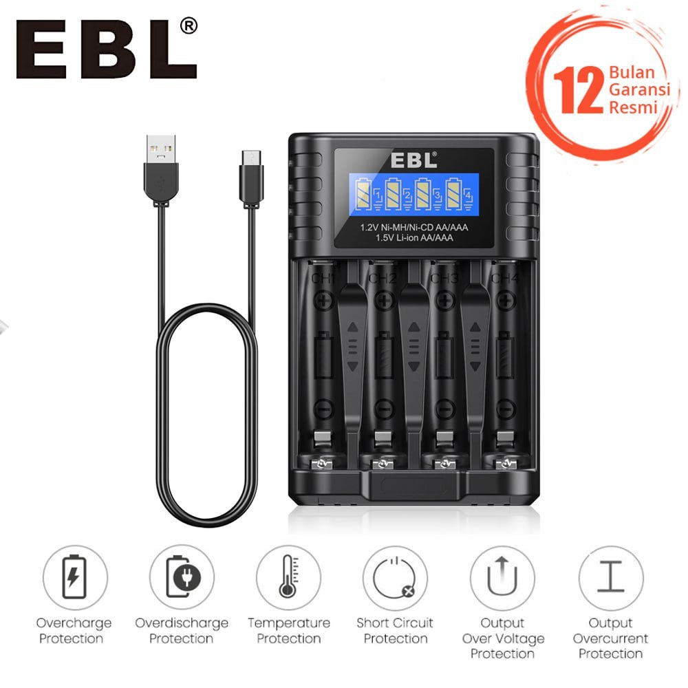 Jual EBL Smart Quick Charger AA AAA Ni-MH Ni-CD Li-Ion Rechargeable ...
