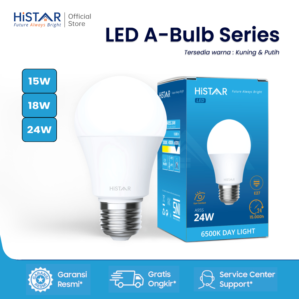 Jual Histar Lampu Bohlam LED A-Bulb Series 15-24W E27 170-240V 3000K ...