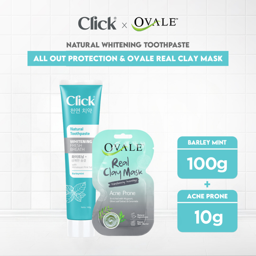 Jual Click Natural Toothpaste Whitening + Fresh Breath & Ovale Real ...