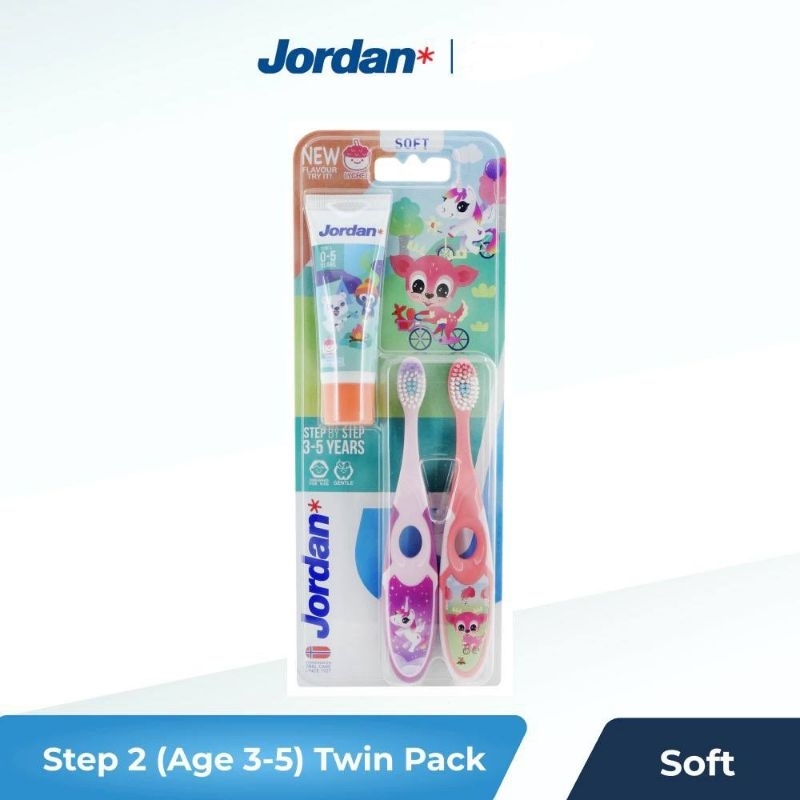 Jual Jordan Oral Care Kids Step 2 [3-5 Tahun] Twin Soft Bundling 2 ...