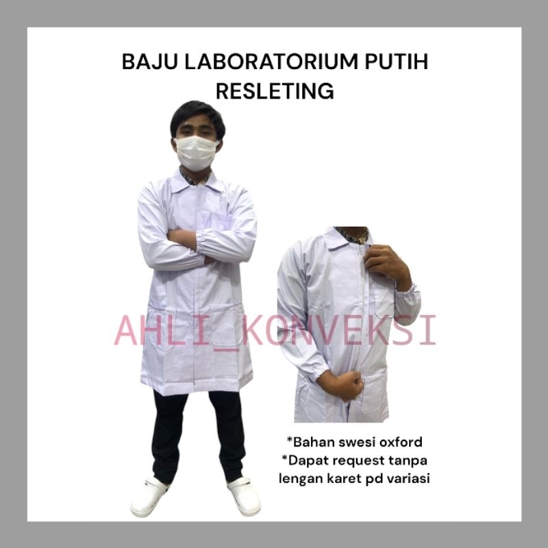 Jual Baju Laboratorium WARNA PUTIH RESLETING/Baju Lab Resleting/Jas ...