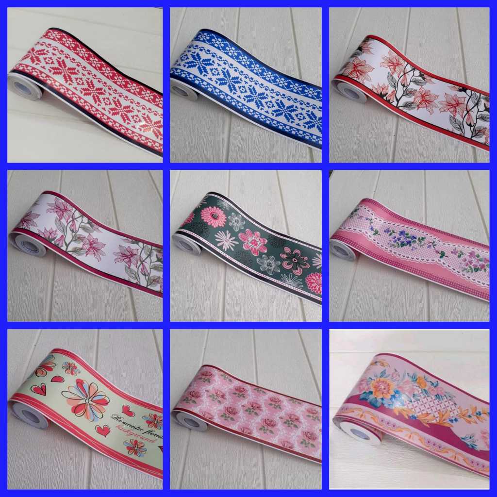 Jual List Border Stiker 10 meter Wall Border List Border Motif Bunga ...