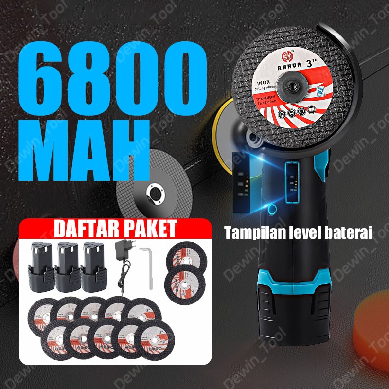 Jual DEWIN mesin gerinda mini listrik 19500rpm grinder mini cordless ...