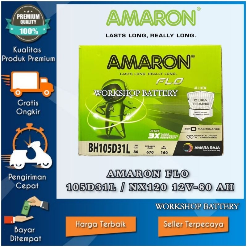 Jual AKI AMARON FLO 105D31L / 95D31L 12V-80 AH. | Shopee Indonesia
