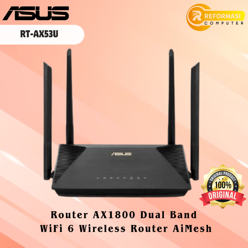 Jual ASUS Router ASUS RT-AX53U AX1800 Dual Band WiFi 6 Wireless Router ...