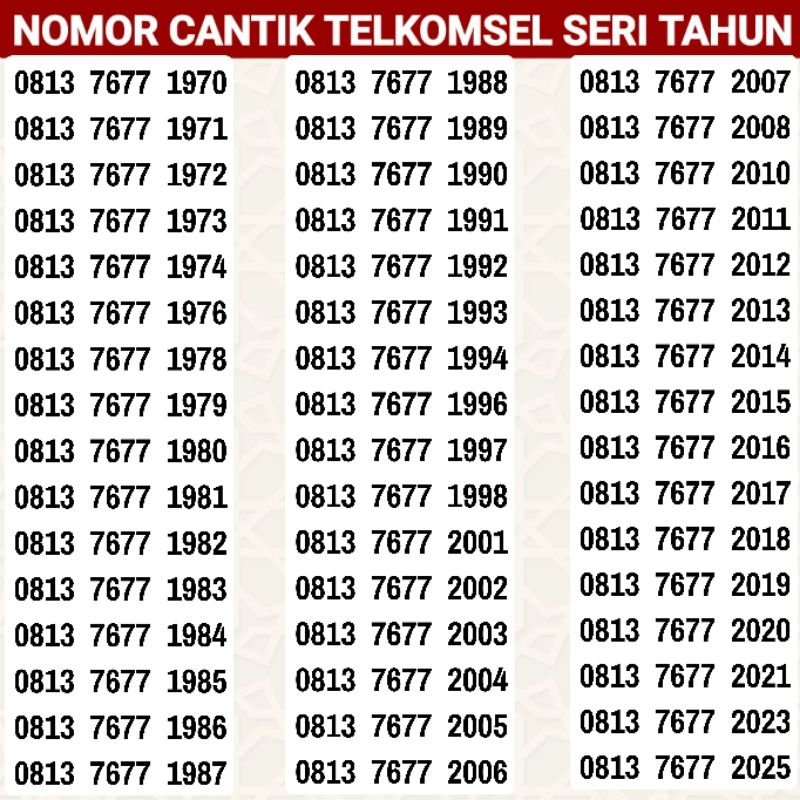Jual NOMOR CANTIK TELKOMSEL KARTU SIMPATI SERI TAHUN LAHIR | Shopee Indonesia