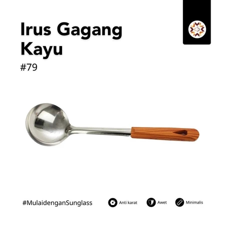 Jual Irus Gagang Kayu Stainless Steel Besar/Centong Sayur | Shopee ...