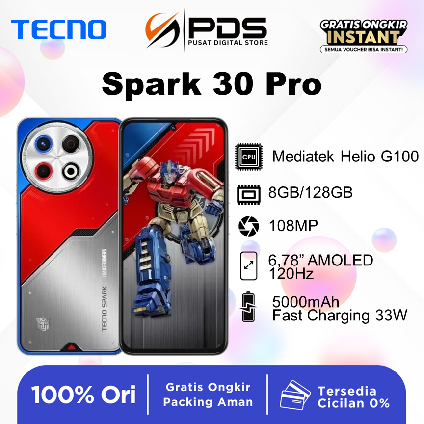 Jual Tecno Spark 30 Pro OPTIMUS PRIME NFC 8/128GB | 8/256GB Mediatek ...
