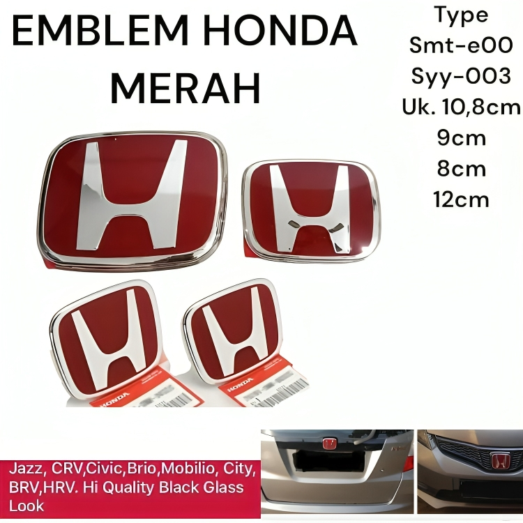 Jual EMBLEM HONDA MERAH smt-e001, syy-003 ,LOGO HONDA MERAH - RED ...