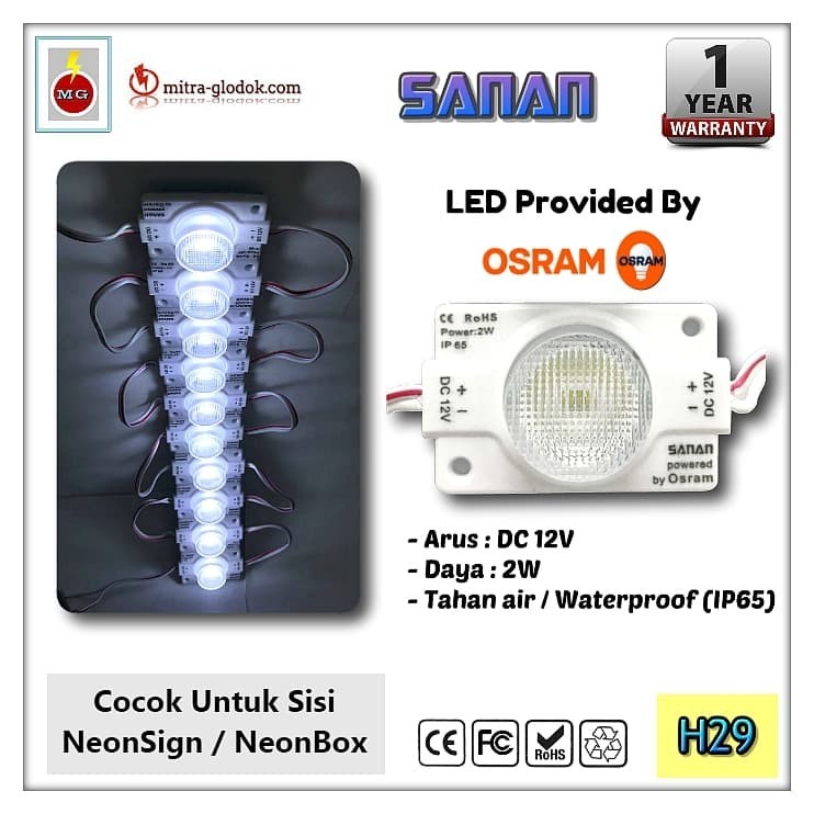 Jual LED SIDELIGHT OSRAM SANAN DC 12V 2W PUTIH WHITE (1 PACK ISI 20 PCS ...